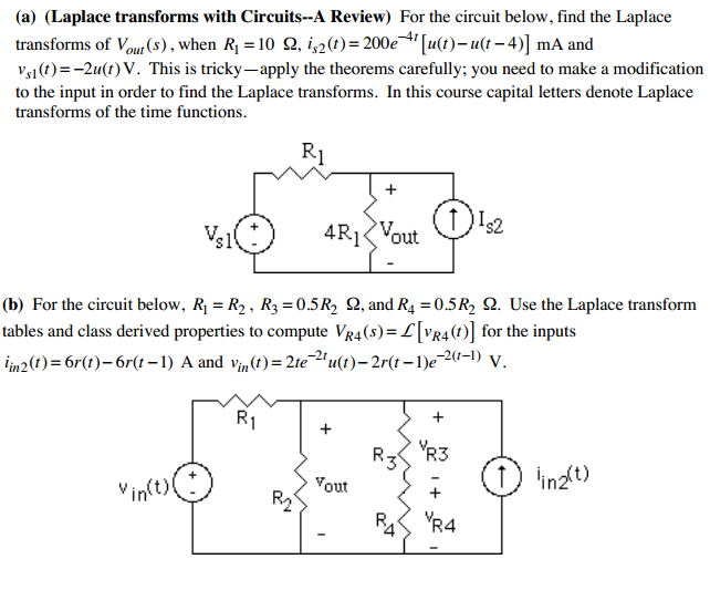 Solved (Laplace transforms with Circuits--A Review) For the | Chegg.com
