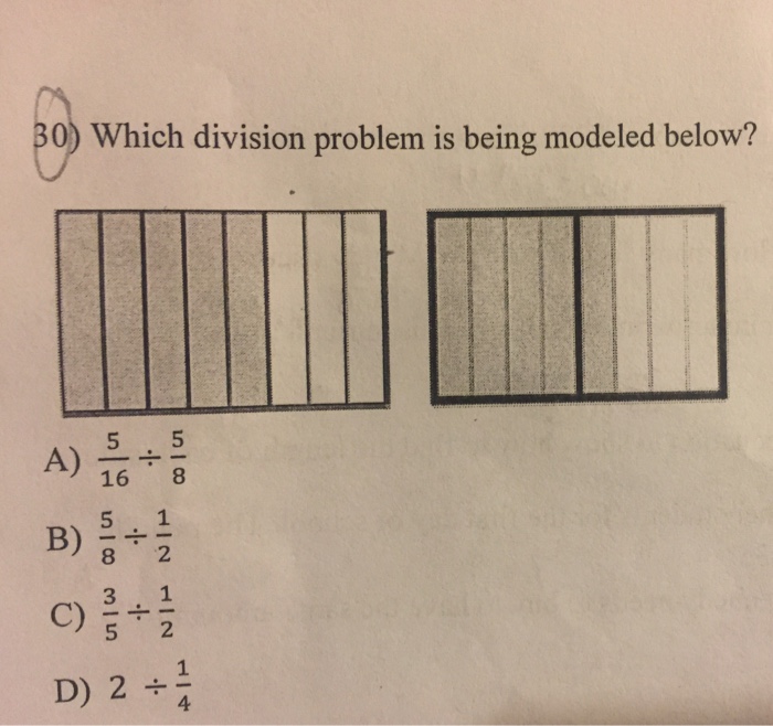 Solved Which Division Problem Is Being Modeled Below 5 16 Chegg