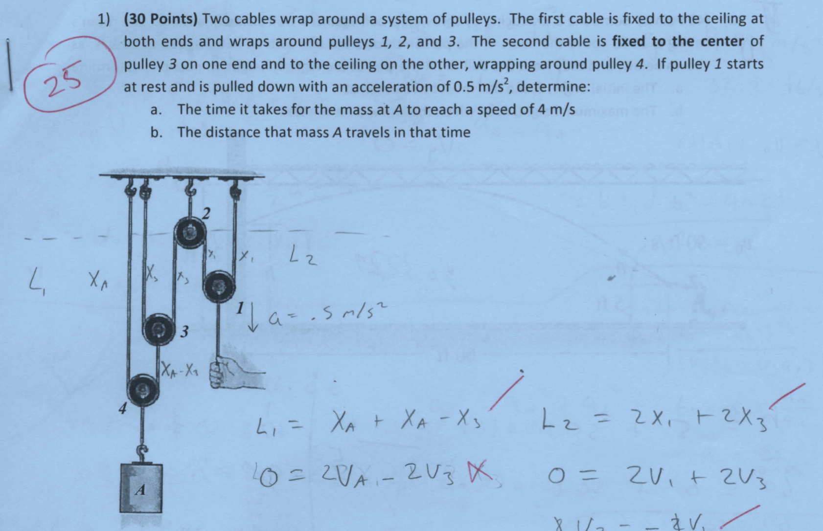Solved Two cables wrap around a system of pulleys. The first | Chegg.com