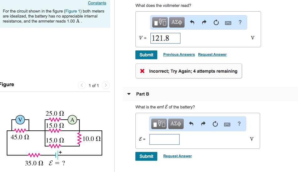 Solved Constants What does the voltmeter read? For the | Chegg.com