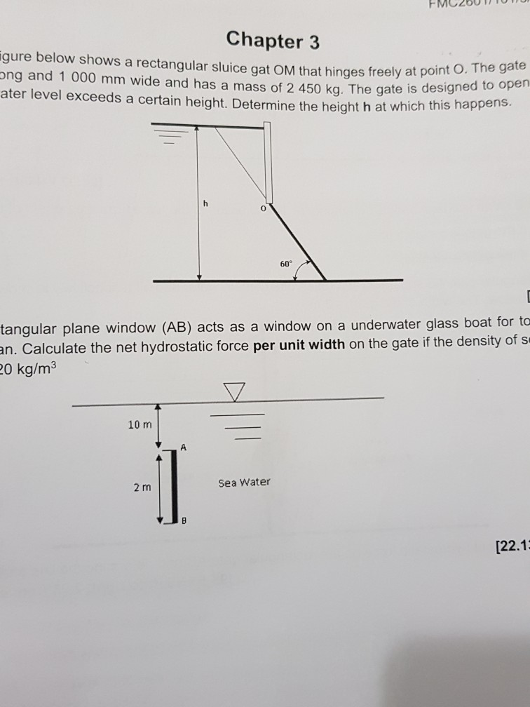 Chapter 3 gure below shows a rectangular sluice gat | Chegg.com