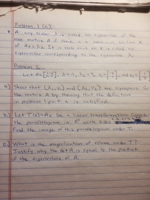 Solved A any scalar lambda is called an eigenvalue of the n | Chegg.com