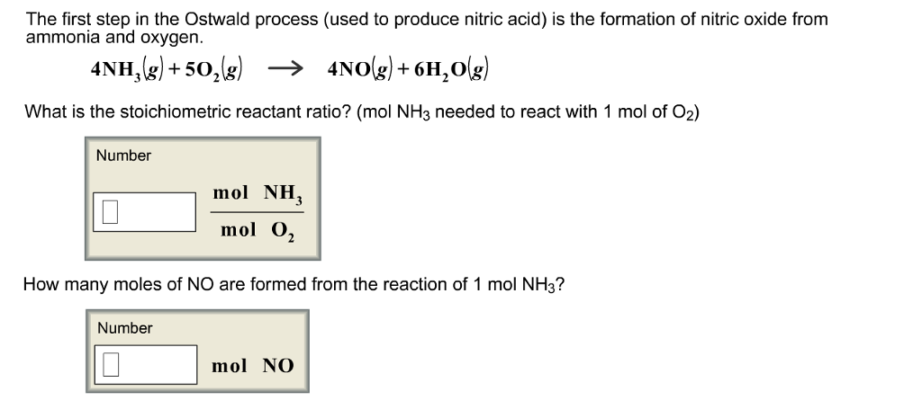 Solved The first step in the Ostwald process (used to | Chegg.com