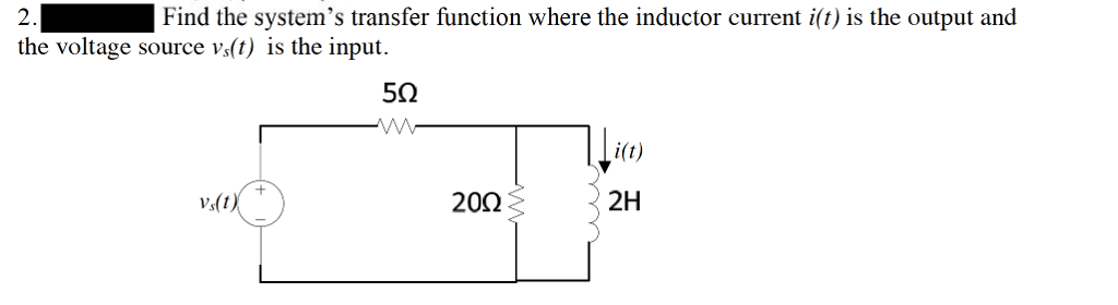 Solved Find the system's transfer function where the | Chegg.com