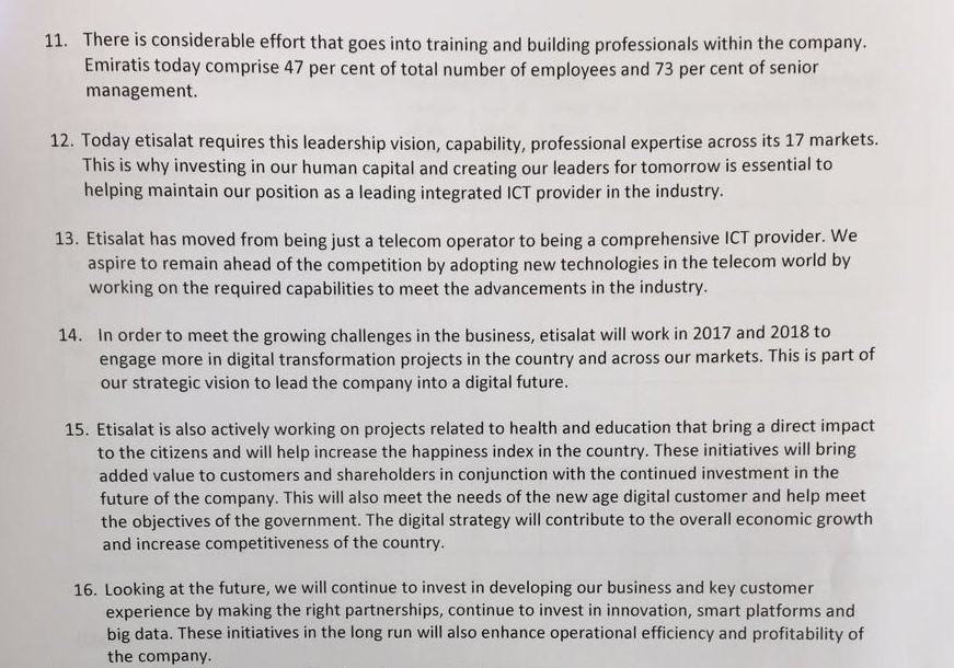 Solved 1. Perform an SFAS analysis of Etisalat (based on the | Chegg.com