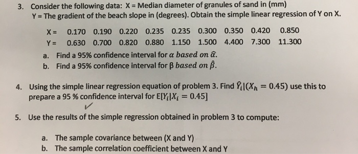 Solved Consider the following data: X = Median diameter of | Chegg.com