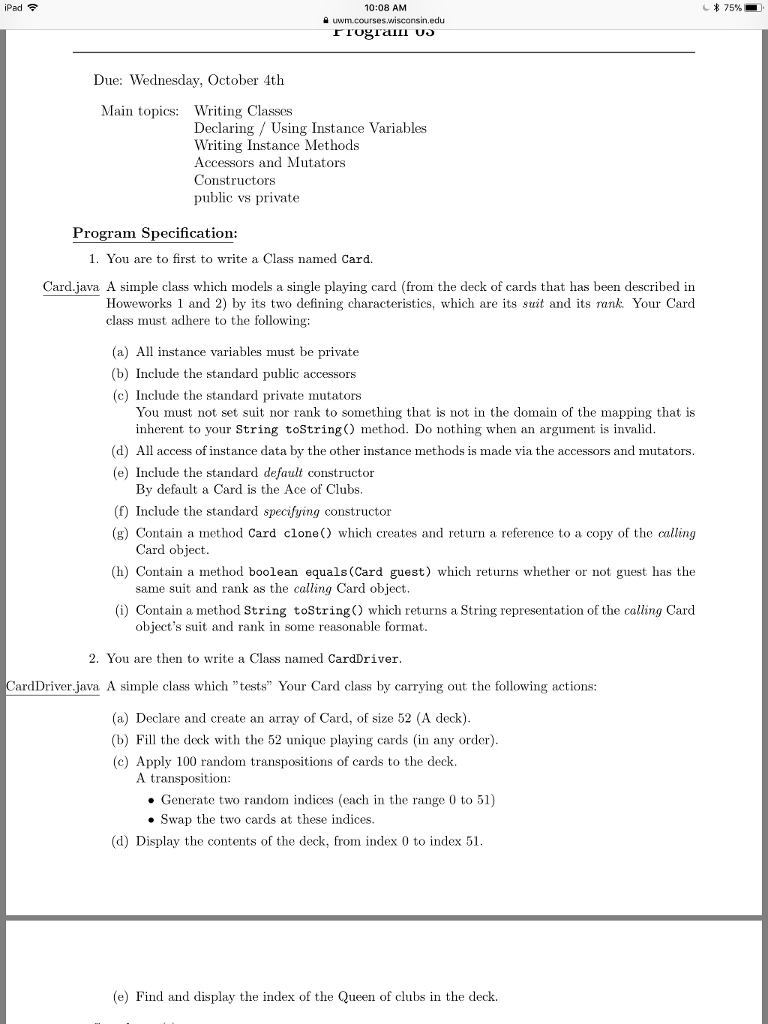 Solved iPad令 10:08 AM Due: Wednesday, October 4th Main | Chegg.com