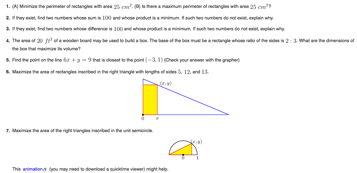 Solved Minimize The Perimeter Of Rectangles With Area 25 Chegg