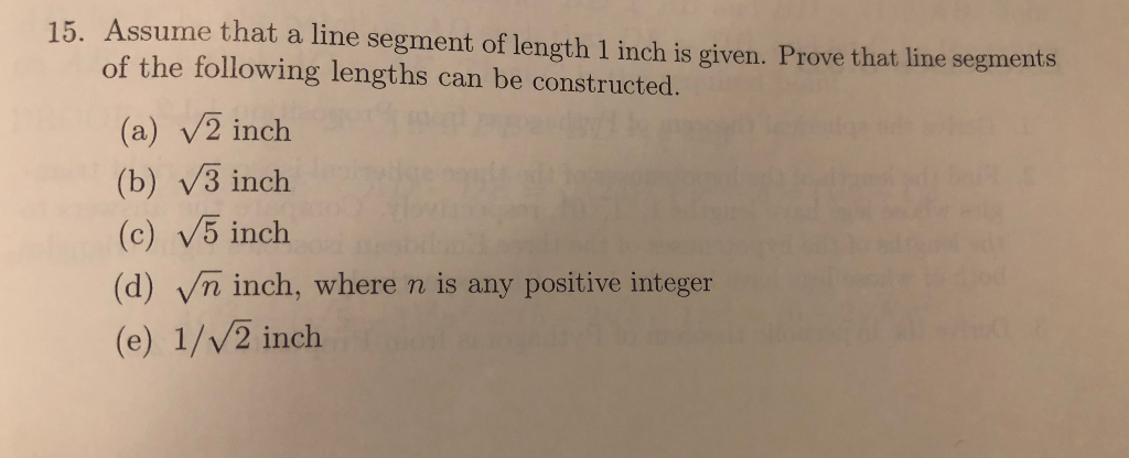 Solved 15. Assume that a line segment of length 1 inch is | Chegg.com