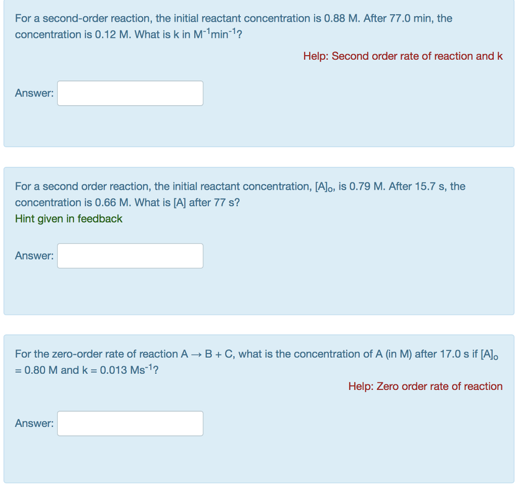 Solved For a second-order reaction, the initial reactant | Chegg.com