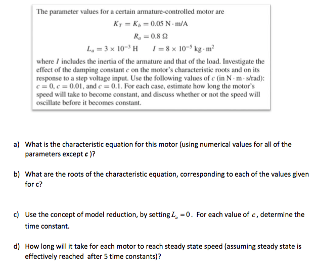 Solved The parameter values for a certain | Chegg.com
