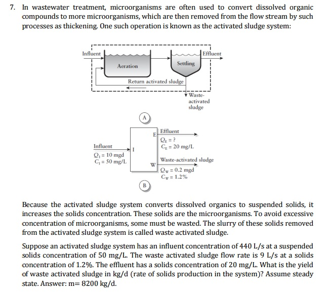 Solved In wastewater treatment, microorganisms are often | Chegg.com