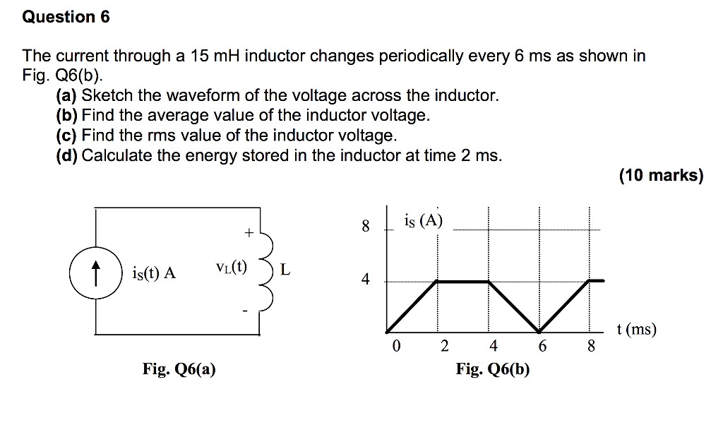 Solved Question 6 The current through a 15 mH inductor | Chegg.com