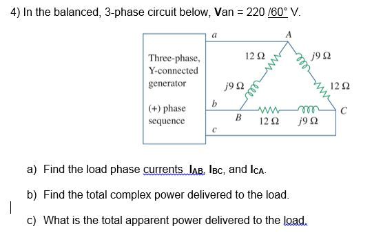 Solved In the balanced, 3-phase circuit below, Van = 220 /60 | Chegg.com