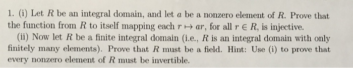 Solved Let R be an integral domain, and let a be a nonzero | Chegg.com