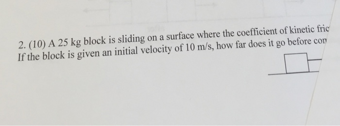 Solved A 25 kg block is sliding on a surface where the | Chegg.com