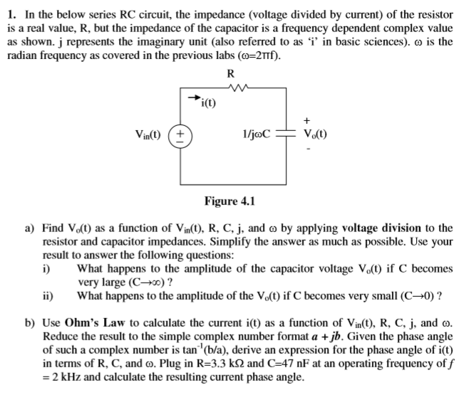 Solved In the below series RC circuit, the impedance | Chegg.com