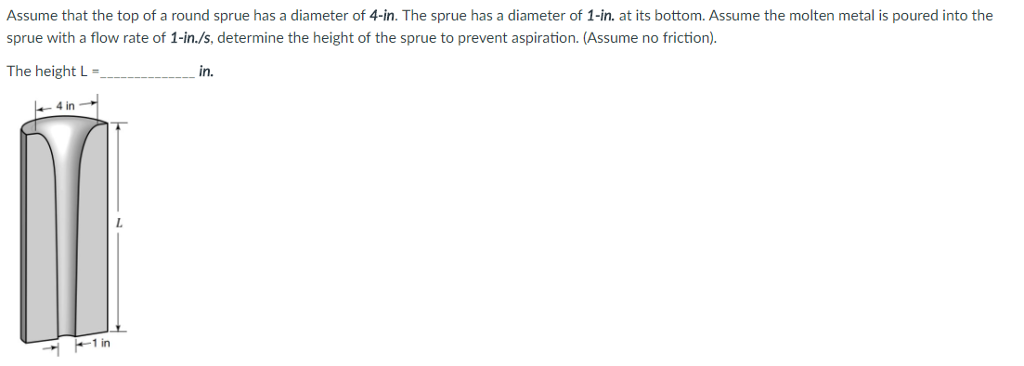 Solved Assume that the top of a round sprue has a diameter | Chegg.com