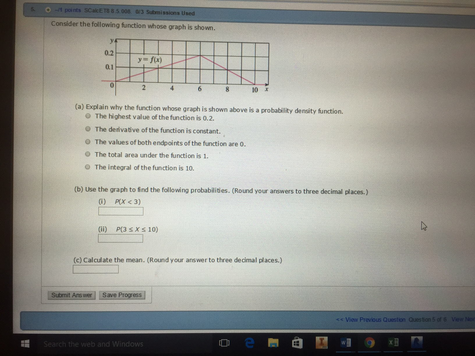 Solved Consider The Following Function Whose Graph Is Shown Chegg