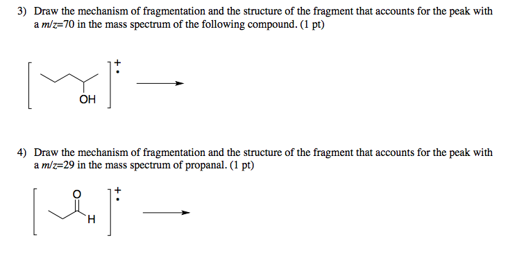 Solved Draw the mechanism of fragmentation and the structure | Chegg.com