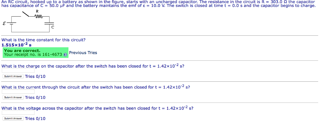 Solved An RC circuit, hooked up to a battery as shown in the | Chegg.com