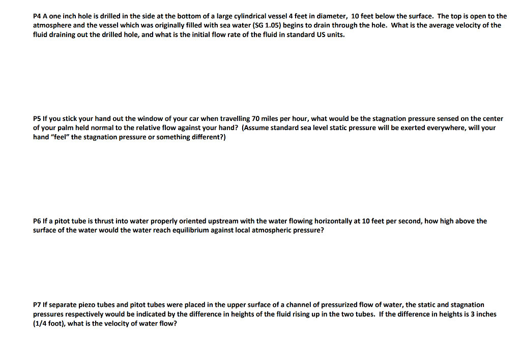 Solved P4 A one inch hole is drilled in the side at the | Chegg.com