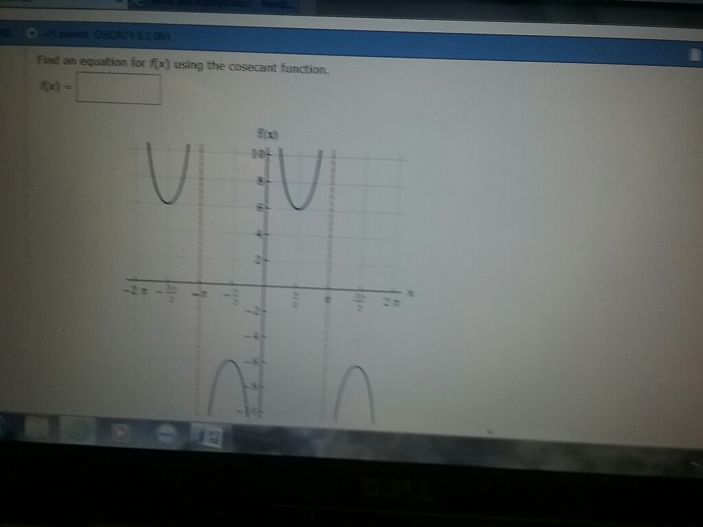 Solved Find An Equation For Fx Using The Cosecant Function
