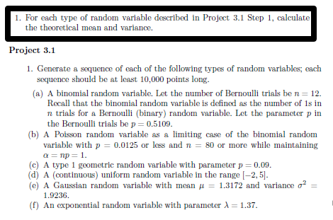 Solved 1. For each type of random variable described in | Chegg.com