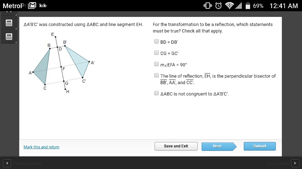 Solved Delta A'B'C' was constructed using Delta ABC and line | Chegg.com