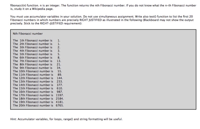 Solved Fibonacci(n) function, n is an integer. The function | Chegg.com
