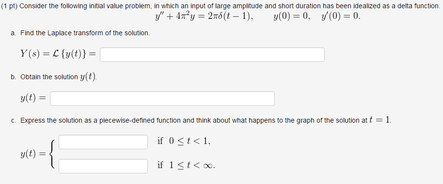 Solved (1 pt) Consider the following initial value problem, | Chegg.com