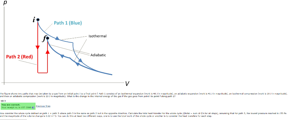 Solved 'Path 1 (Blue) Isothermal Adiabatic Path 2 (Red) nd | Chegg.com