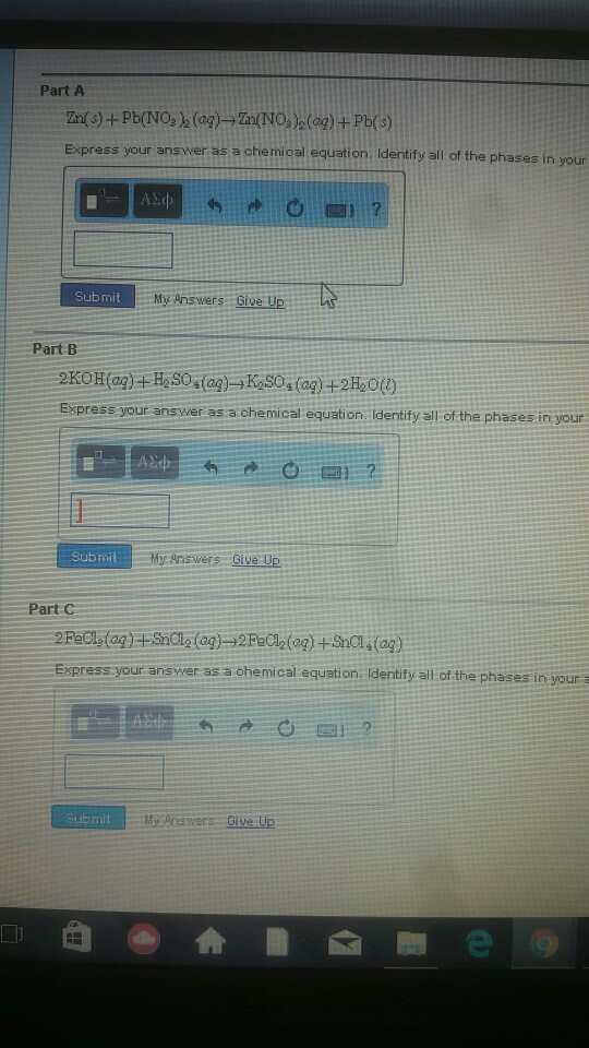 Solved Part A Express your answer as a che mical equation. | Chegg.com