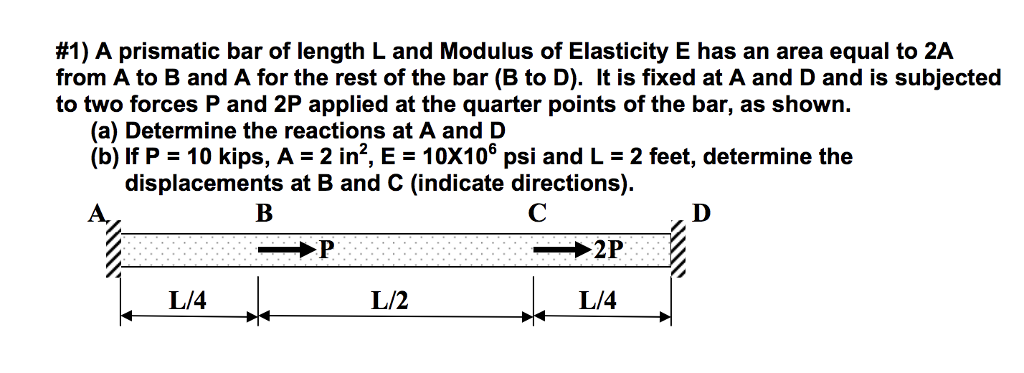 Solved #1) A prismatic bar of length L and Modulus of | Chegg.com