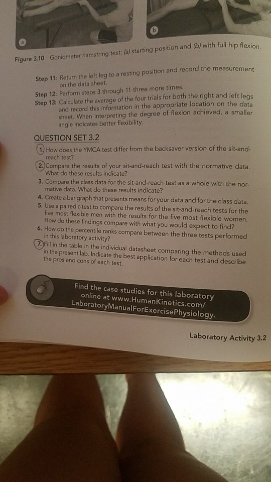 th full hip flexion Figure 3.10 Goniometer hamstring | Chegg.com