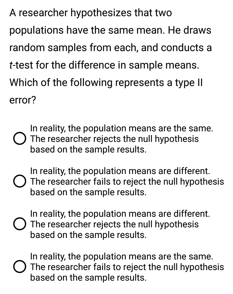 Solved A researcher hypothesizes that two populations have | Chegg.com