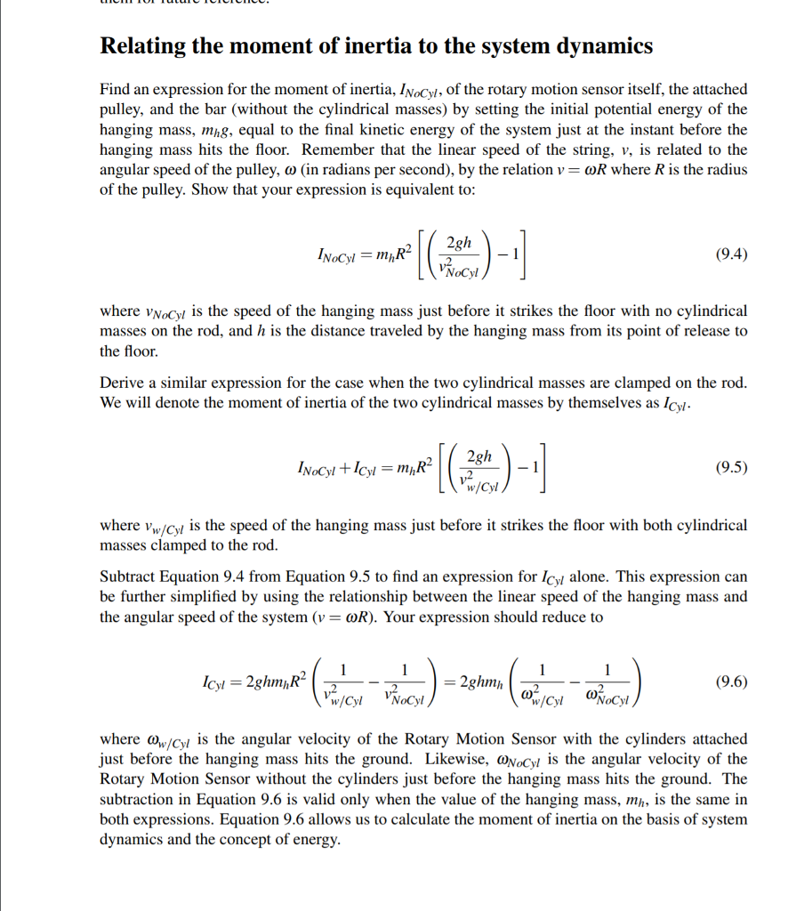 Solved Relating the moment of inertia to the system dynamics | Chegg.com