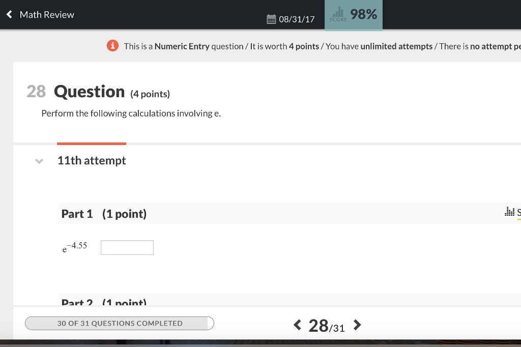 Solved Perform the following calculations involving e. | Chegg.com