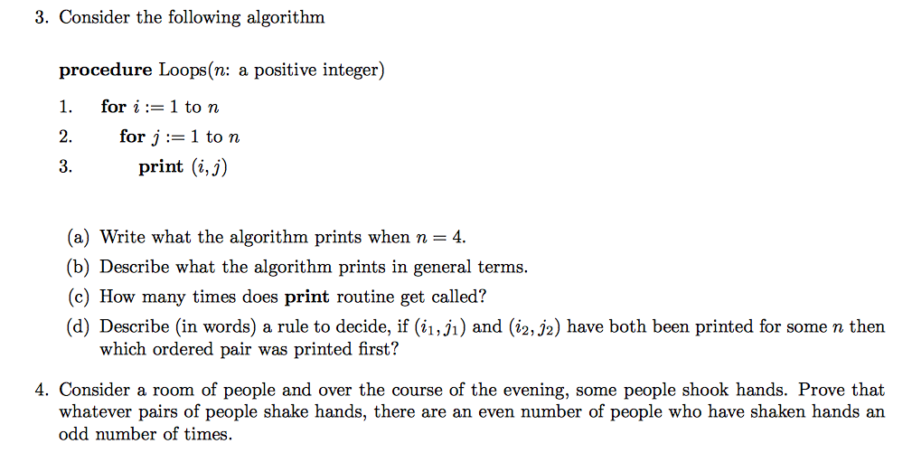 Consider The Following Algorithm Procedure Loops N