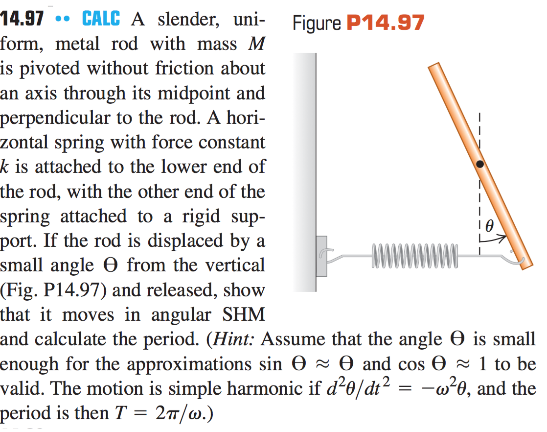 Solved A slender, uniform, metal rod with mass M is pivoted | Chegg.com
