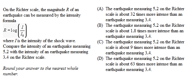 Solved On the Richter scale, the magnitude R of an | Chegg.com