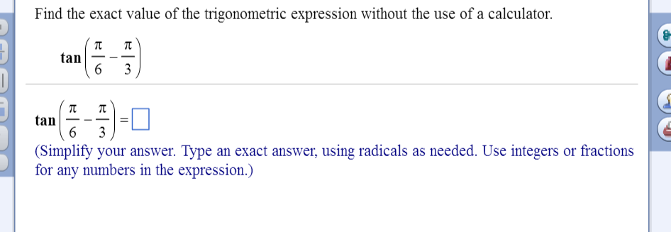 Solved Find the exact value of the trigonometric expression | Chegg.com
