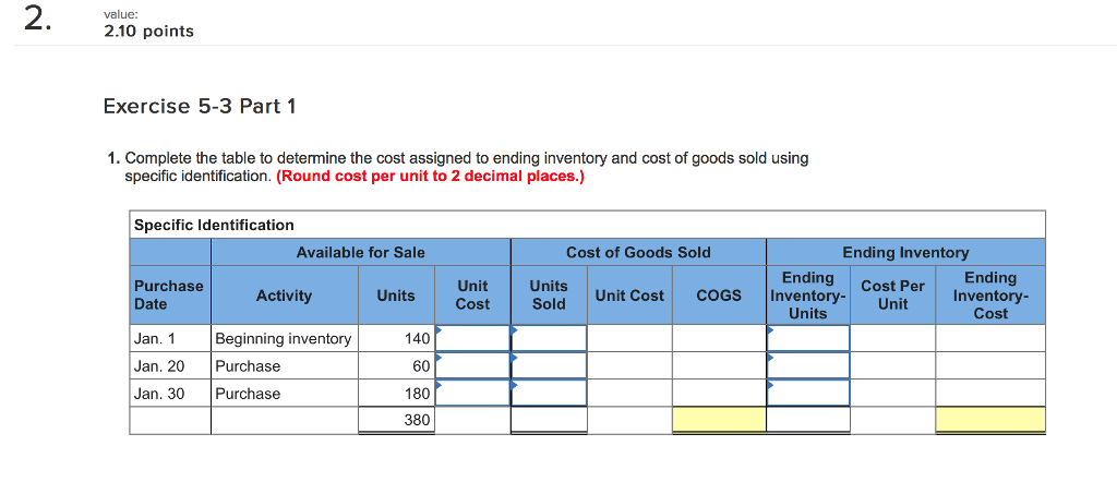 Solved value: 2.10 points Exercise 5-3 Part 3 3. Determine | Chegg.com