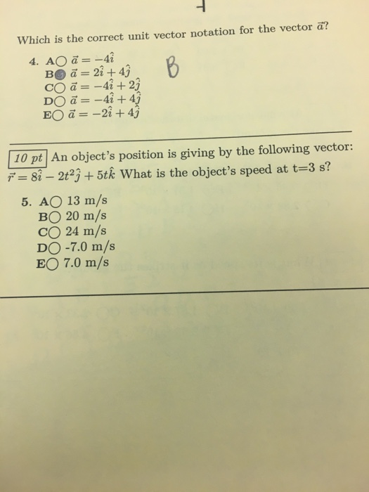 Which is the correct unit vector notation for the | Chegg.com