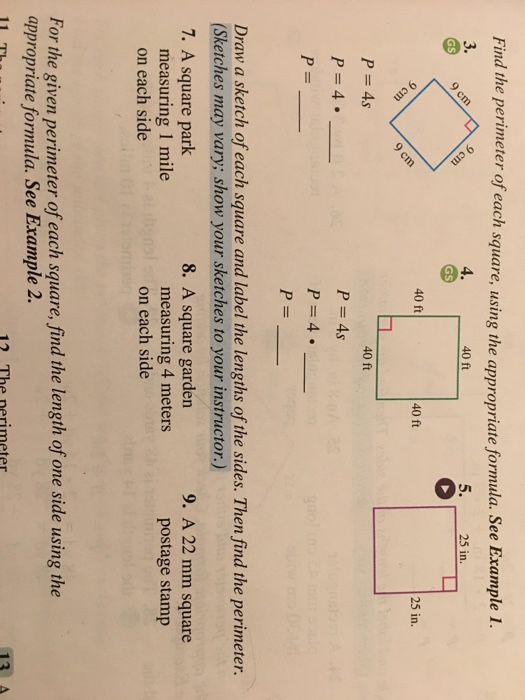 Solved Find the perimeter of each square, using the | Chegg.com
