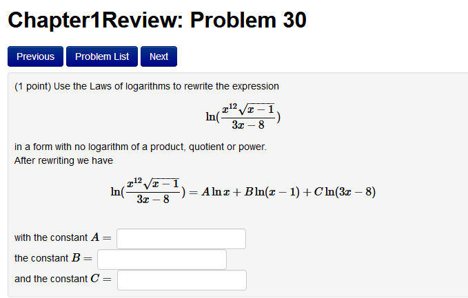 Solved Use The Laws Of Logarithms To Rewrite The Expression