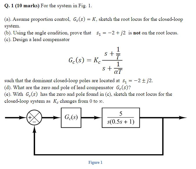 Solved Q. 1 (10 marks) For the system in Fig. 1 (a) Assume | Chegg.com