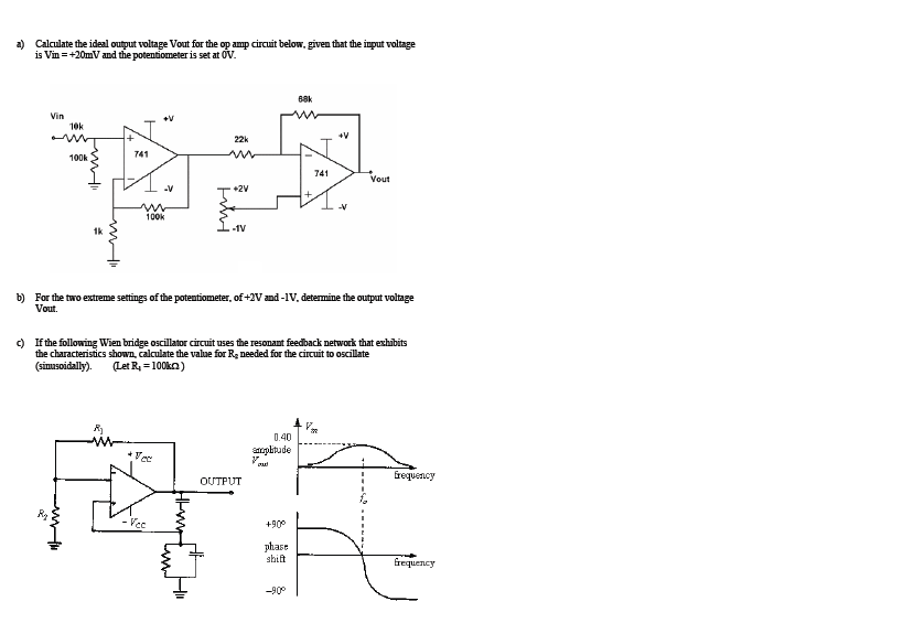 Calculate the ideal output voltage V out for the op | Chegg.com