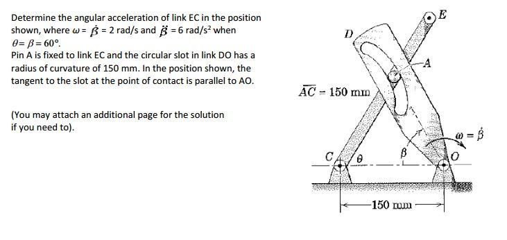 Solved Determine the angular acceleration of link EC in the | Chegg.com