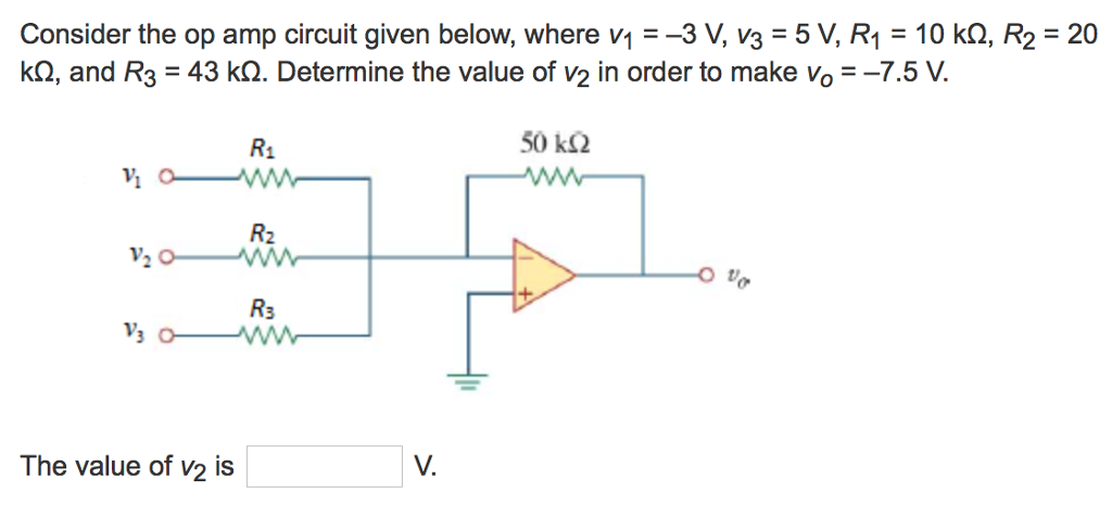 Solved Consider the op amp circuit given below, where v_1 = | Chegg.com